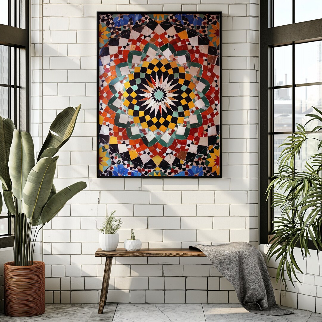 Arabesque Moroccan Mosaic Poster Mandala, Sacred Geometry, Flower of ...