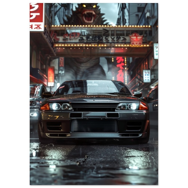 R32 Godzilla - Japanese Anime Style - Tokyo, Kyoto - Osaka - Car Poster ...