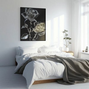 Y2k Chrome Roses Floral Art Print Wall Art or Poster -diamond Encrusted ...