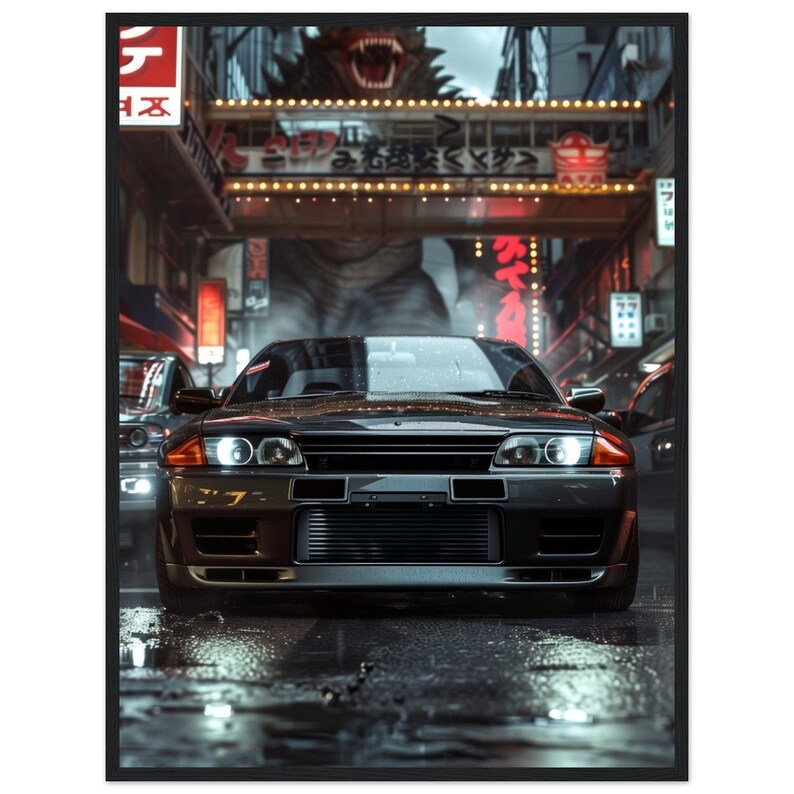 R32 Godzilla - Japanese Anime Style - Tokyo, Kyoto - Osaka - Car Poster ...