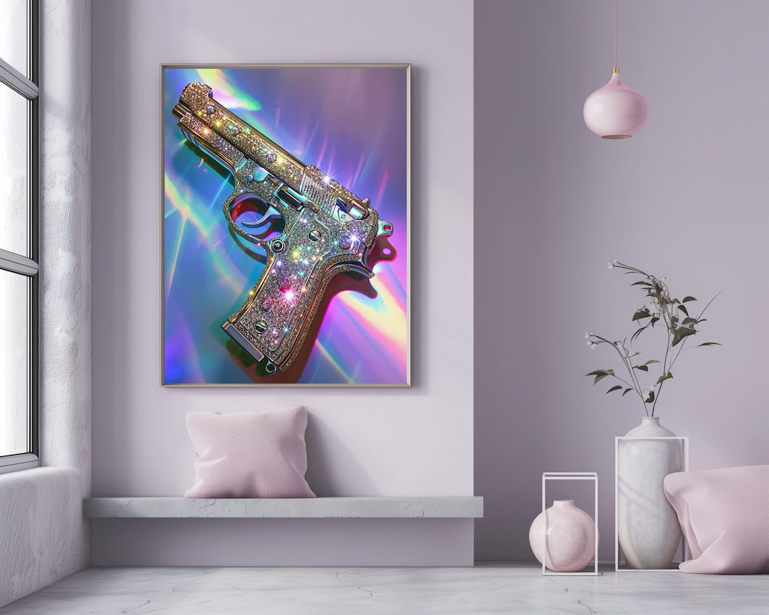 Bling - 9mm - Pistol - Diamonds - Gun - Art Print - Poster - Graffiti ...