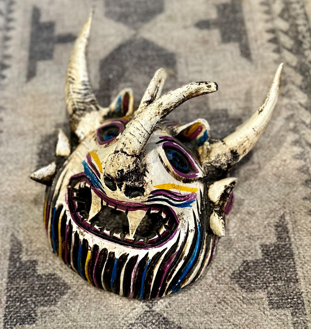 Vintage Horned Guerrero Mask - Etsy