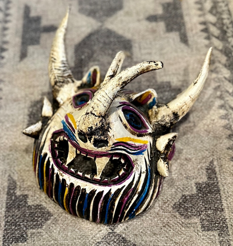 Vintage Horned Guerrero Mask - Etsy