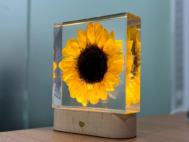 Real Sunflower Block, Resin Paperweight, Sunflower Night Light ...