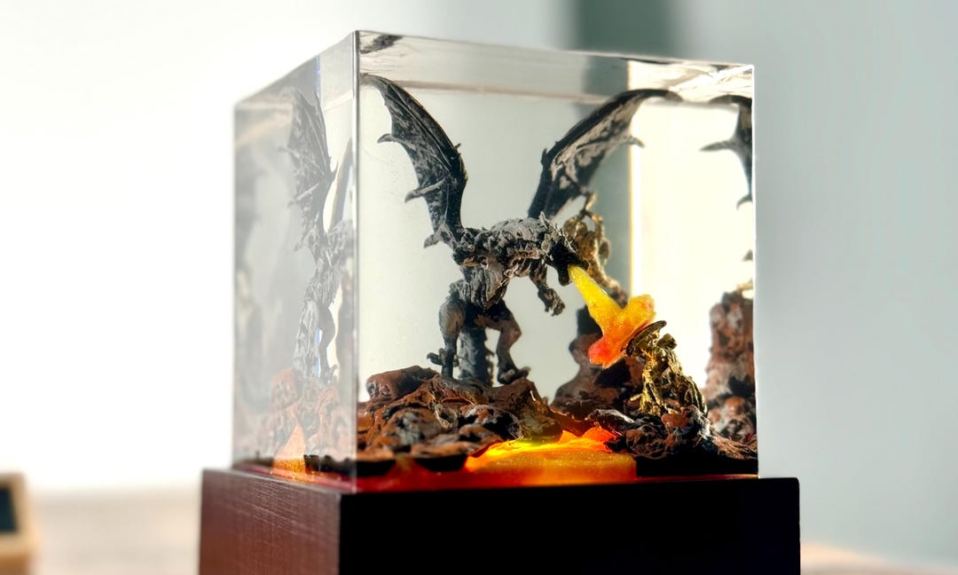 Fire Dragon Resin Lamp,fire Dragon Figure, Dragon Statue,dragon Legend ...