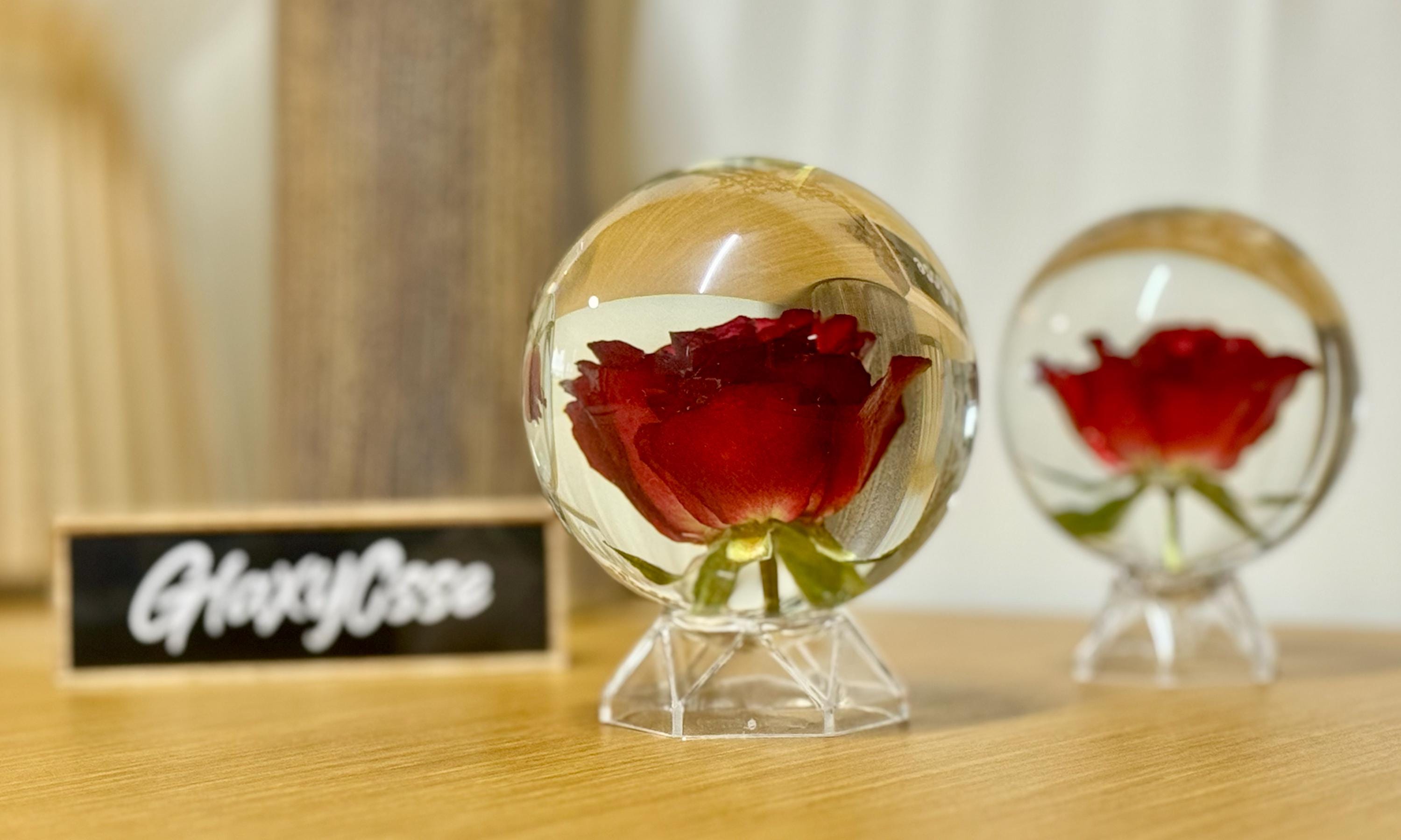 Rose Resin Paperweight, Red Rose Sphere, Rose Desk Home Office Decor ...