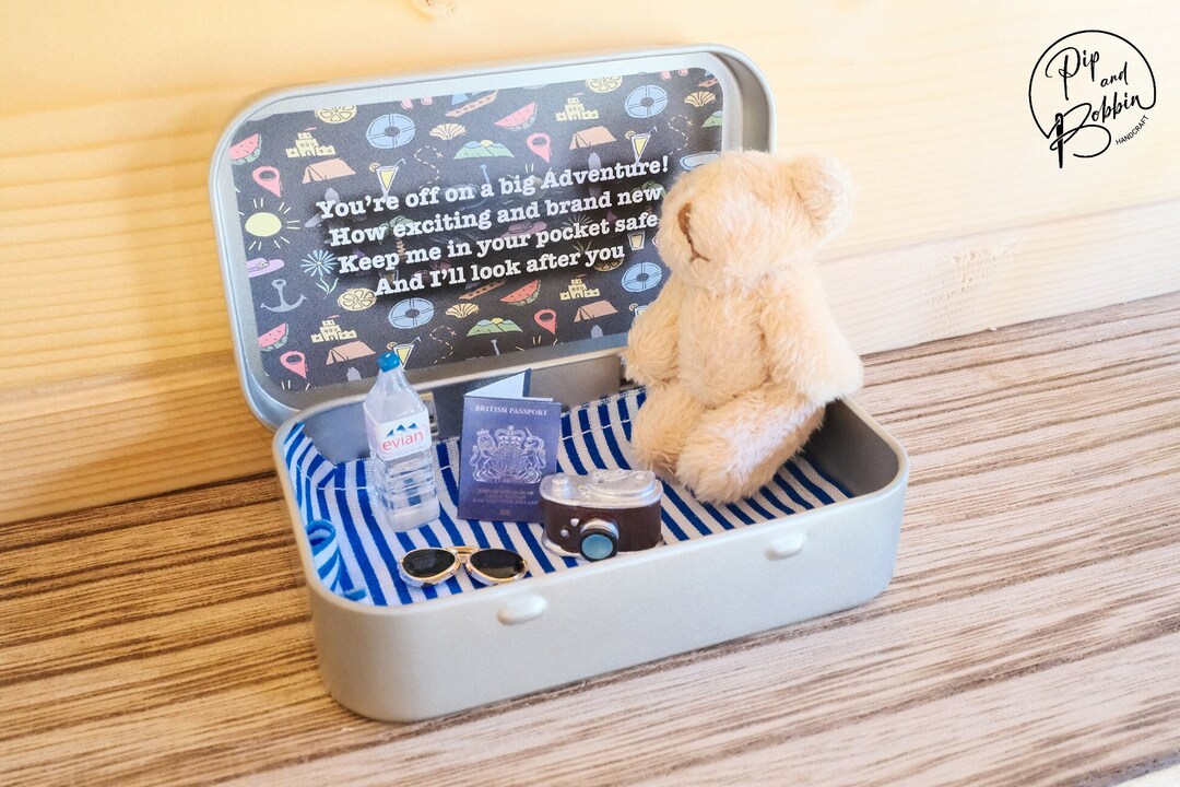 Travel Teddy Companion: Pocket Pal, Leaving Present, Anxiety Aid Tin ...