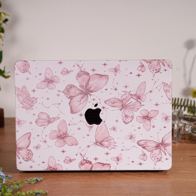 Dreamy Pink Butterfly Leather Mac Case for MacBook Pro 13 Air 13 Air 15 ...
