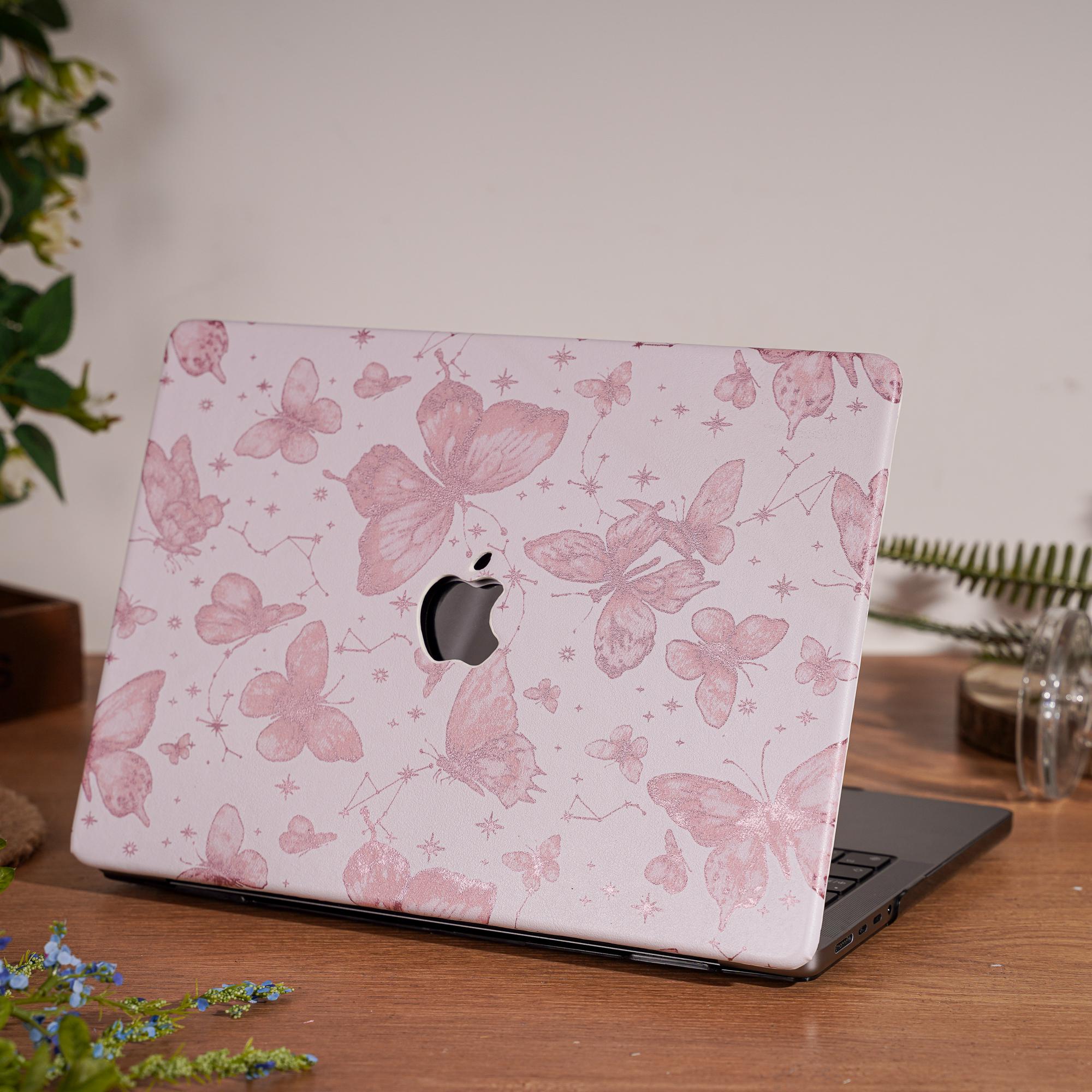 Dreamy Pink Butterfly Leather Mac Case for MacBook Pro 13 Air 13 Air 15 ...