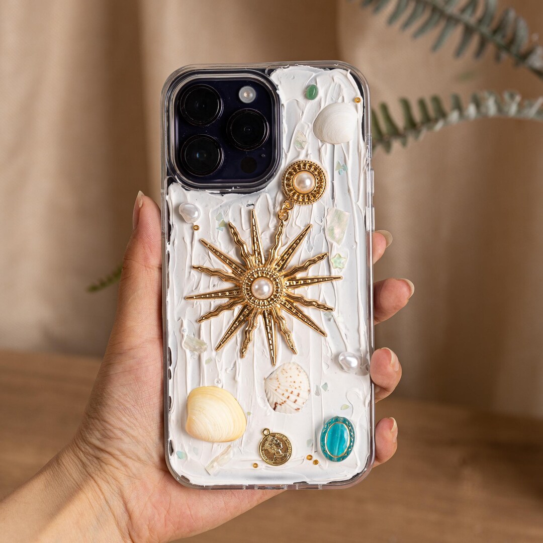 Seashell Mosaic Handmade Phone Case ,sun Phone Case, Neutral Boho Shell ...