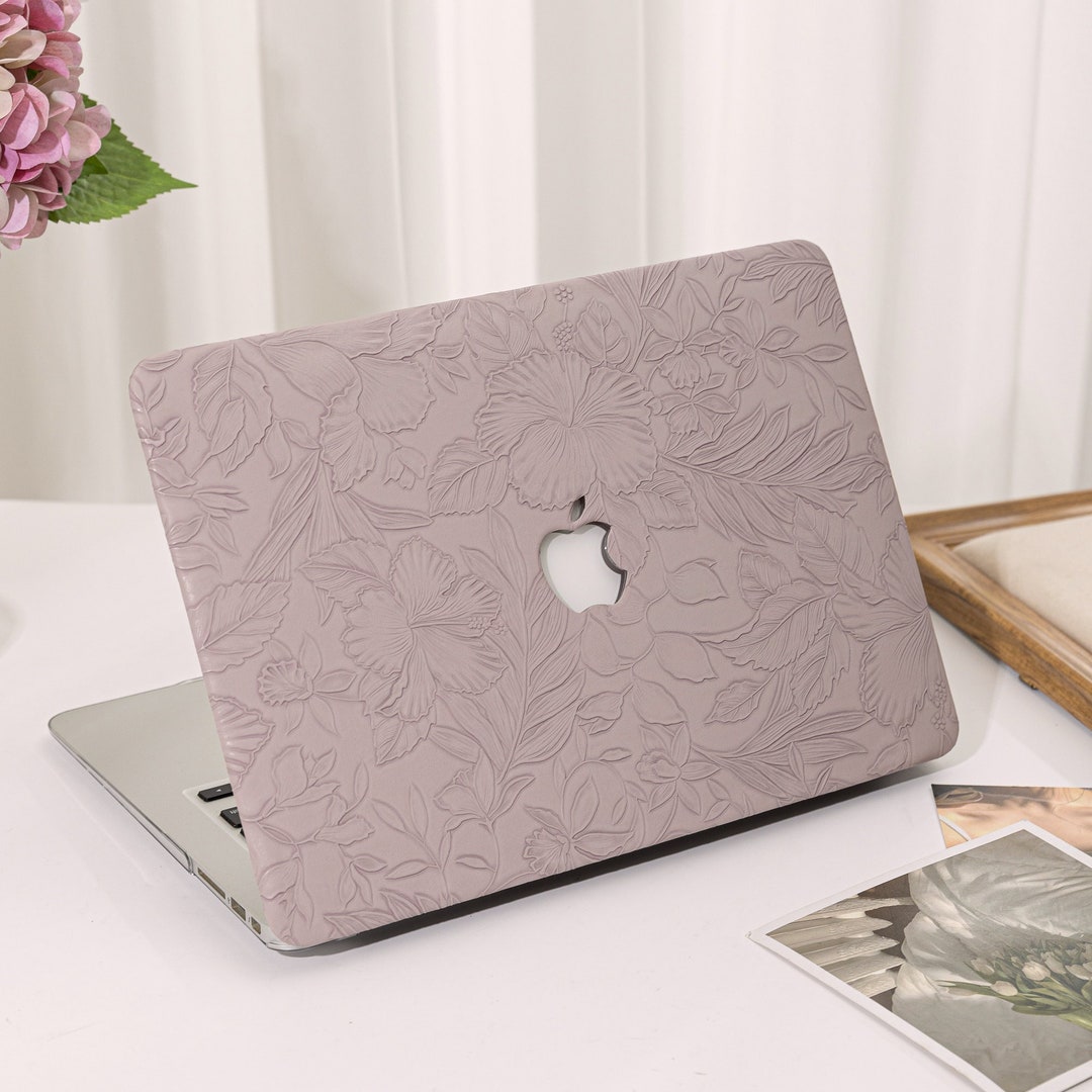 Purple Lavender Embossed Floral Leather Mac Case for MacBook Pro 13 Air ...