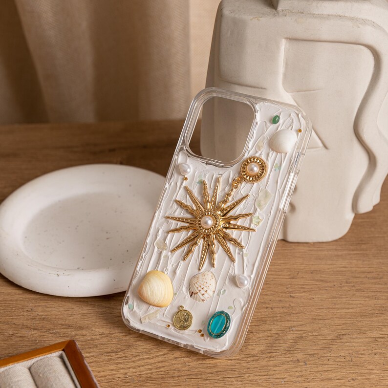 Seashell Mosaic Handmade Phone Case ,sun Phone Case, Neutral Boho Shell ...