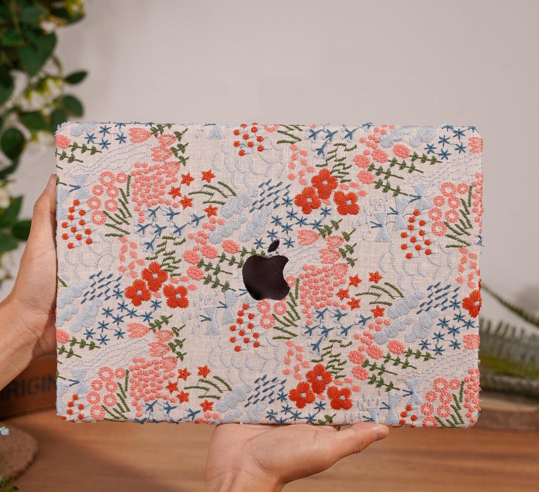 Off White Garden Embroidered Mac Case for MacBook Pro 13 Air 13 Air 15 ...
