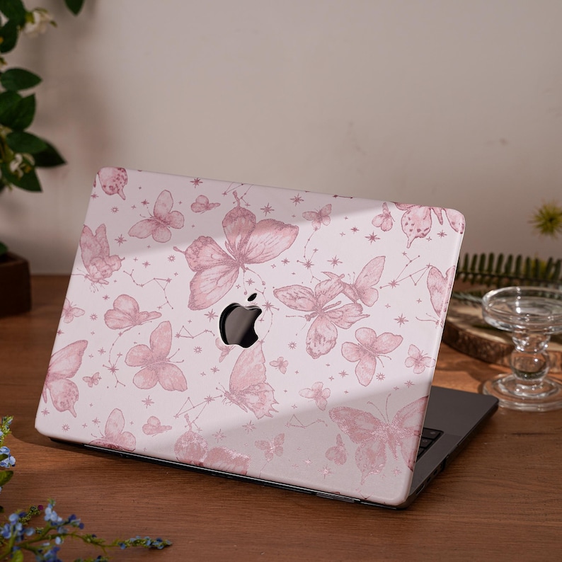 Dreamy Pink Butterfly Leather Mac Case for MacBook Pro 13 Air 13 Air 15 ...
