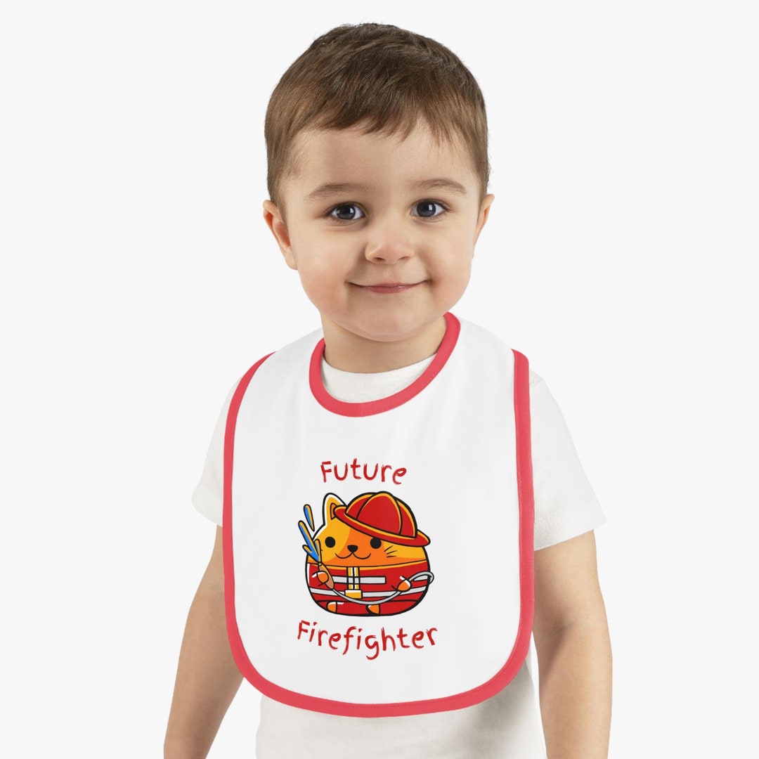 Baby Bib - Future Firefighter - Baby Contrast Trim Jersey Bib - 5 Trim ...