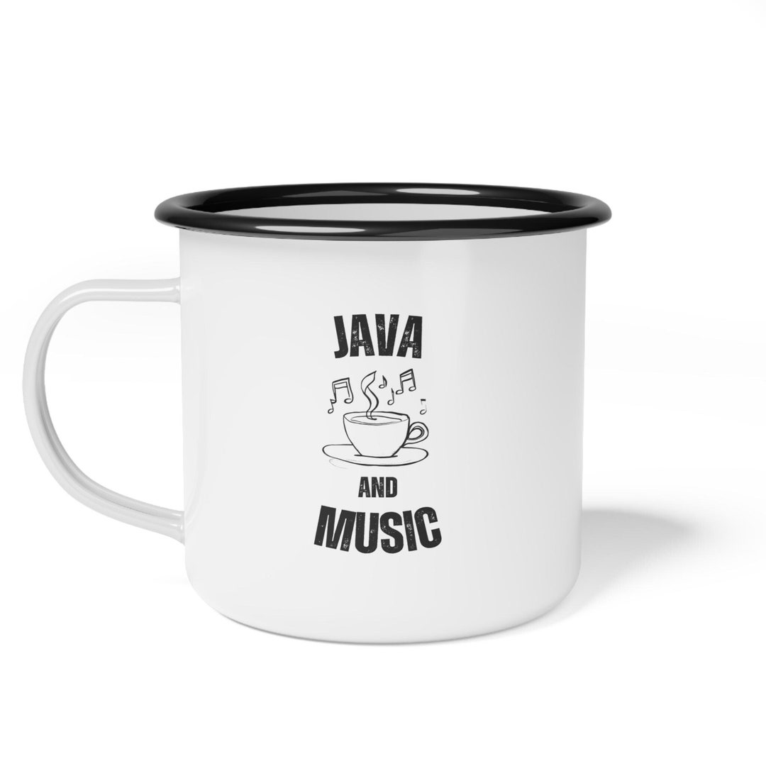 Java and Music Enamel Camp Cup Mug 12oz, Black-rimmed - Etsy