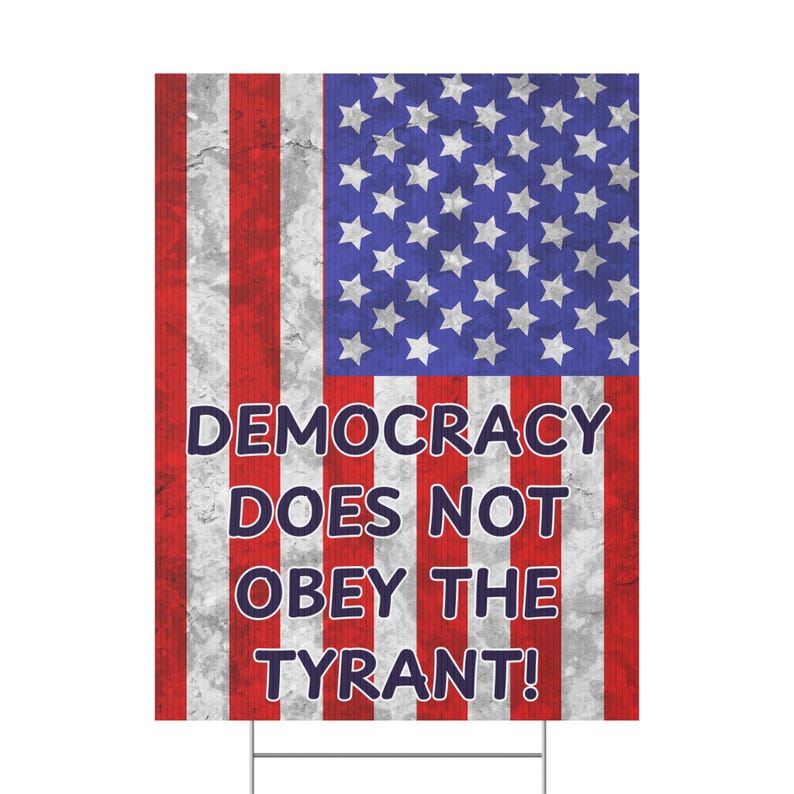 Democracy Yard Sign: American Flag, Political Protest (24"x18") - Etsy