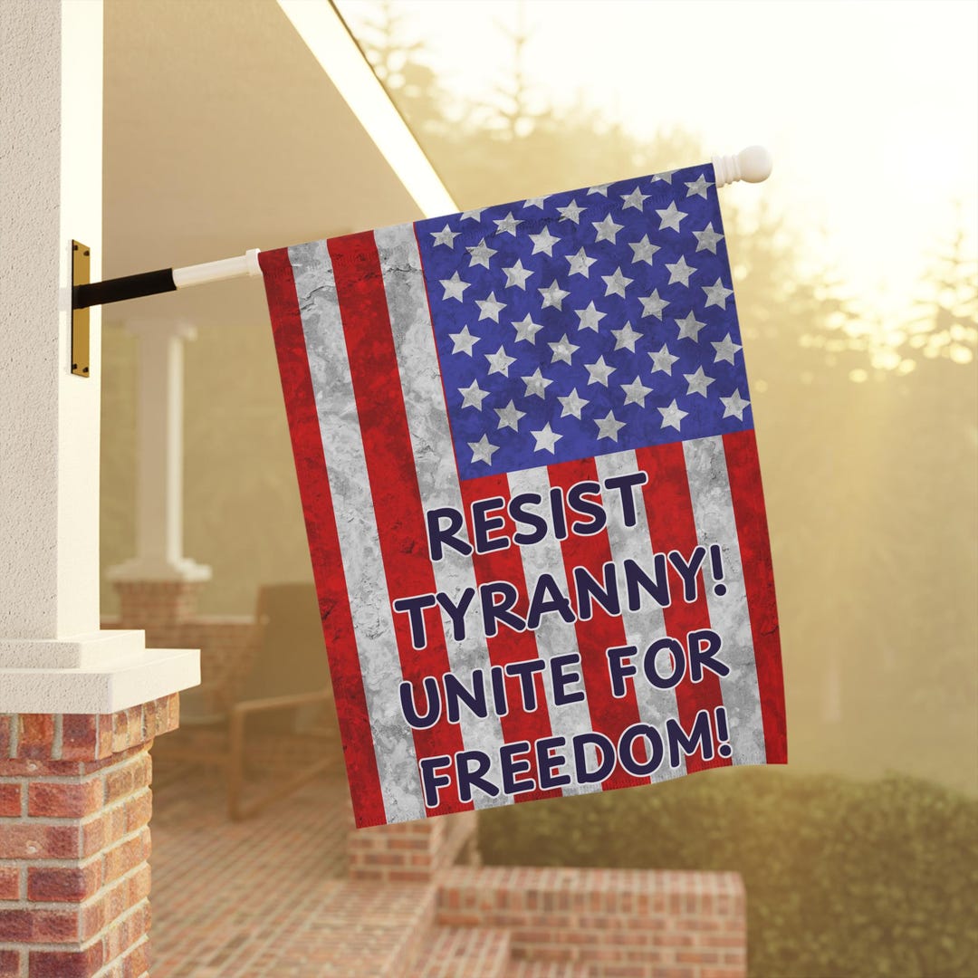 Democracy House Flag - RESIST TYRANNY! Unite for Freedom! Democratic ...
