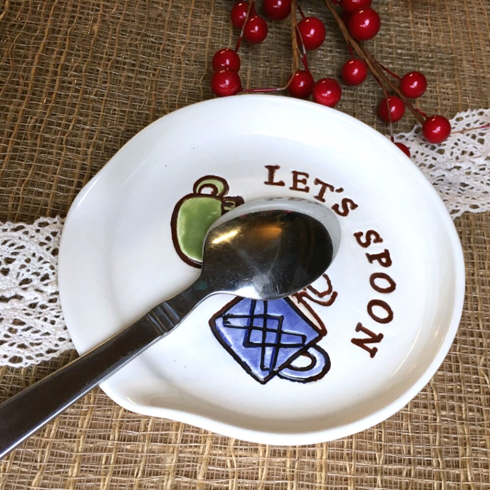 Let's Spoon Ceramic Spoon Rest Kitchen Spoon Holder | Etsy