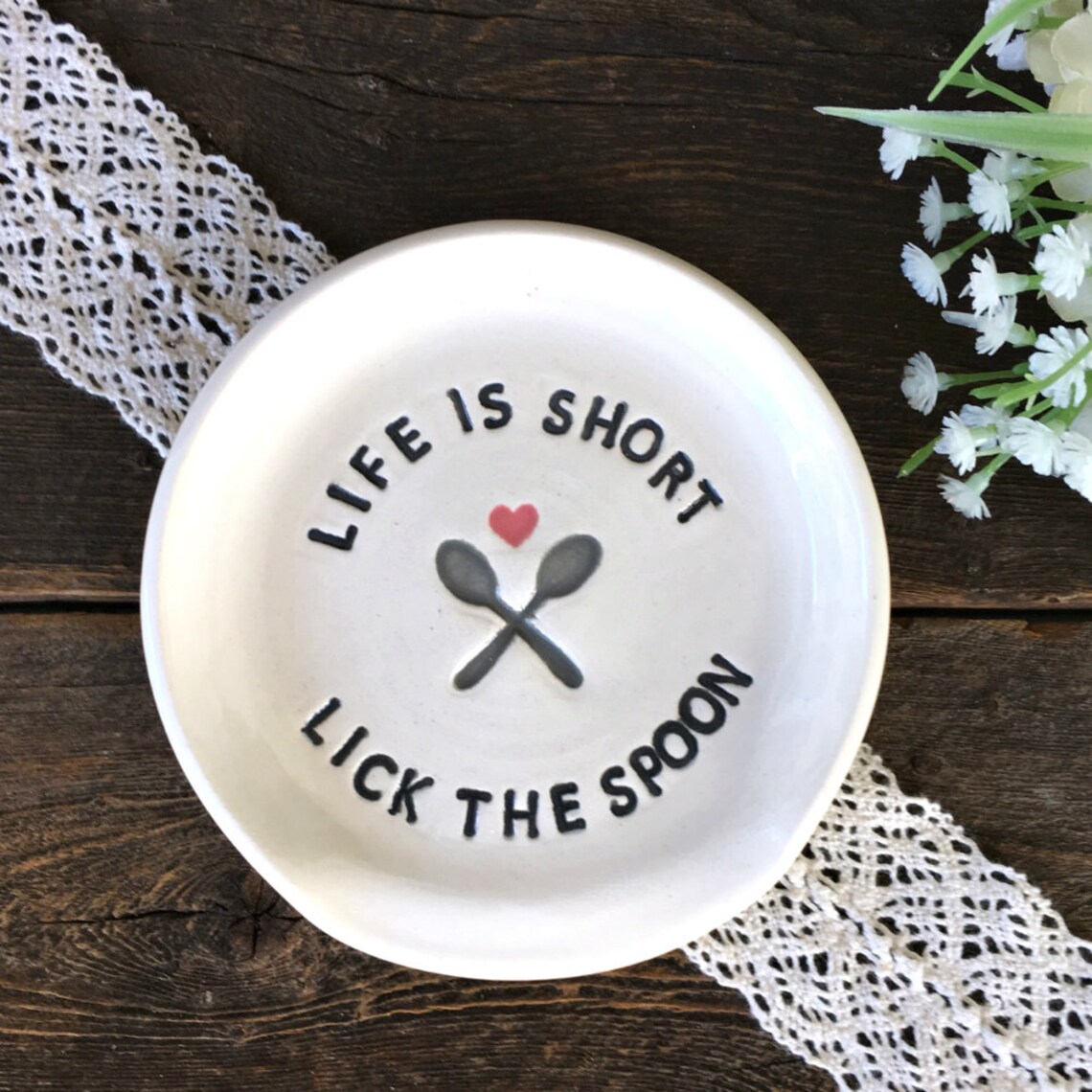 Life is Short Lick the Spoon Spoon Rest Ceramic Spoon | Etsy