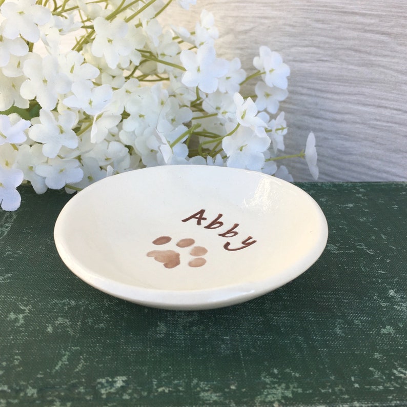Pet Memorial Pet Remembrance Dish Paw Print Personalized - Etsy