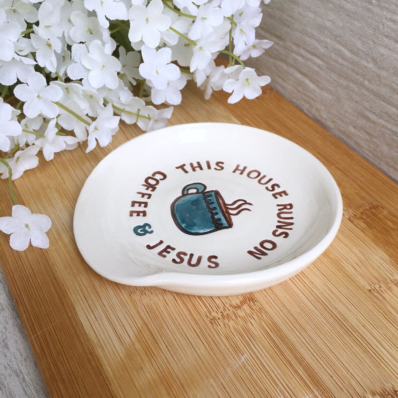 Coffee & Jesus Ceramic Kitchen Spoon Rest Funny Spoon Rest | Etsy