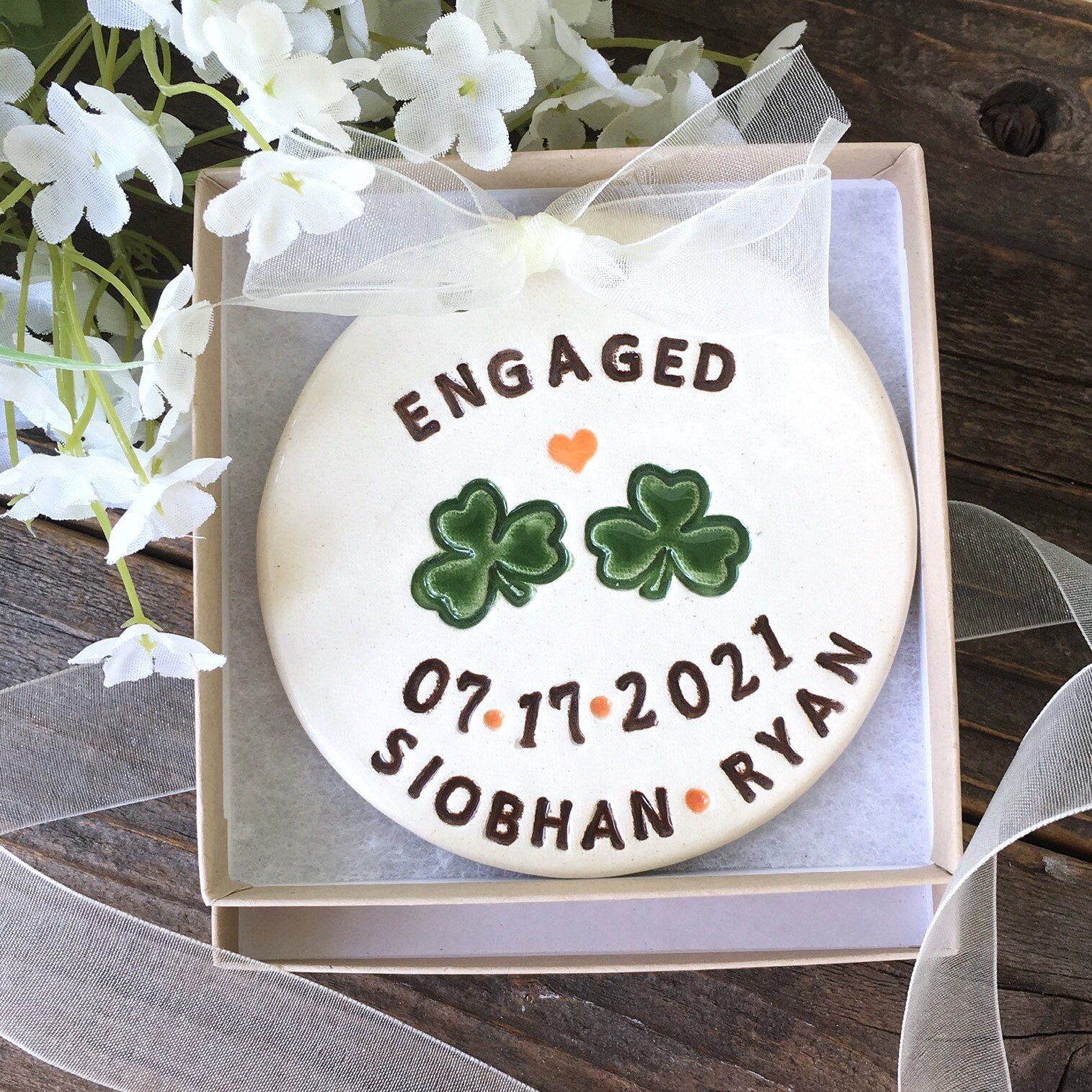 Personalized Wedding Ornament Shamrock Pair Ceramic | Etsy