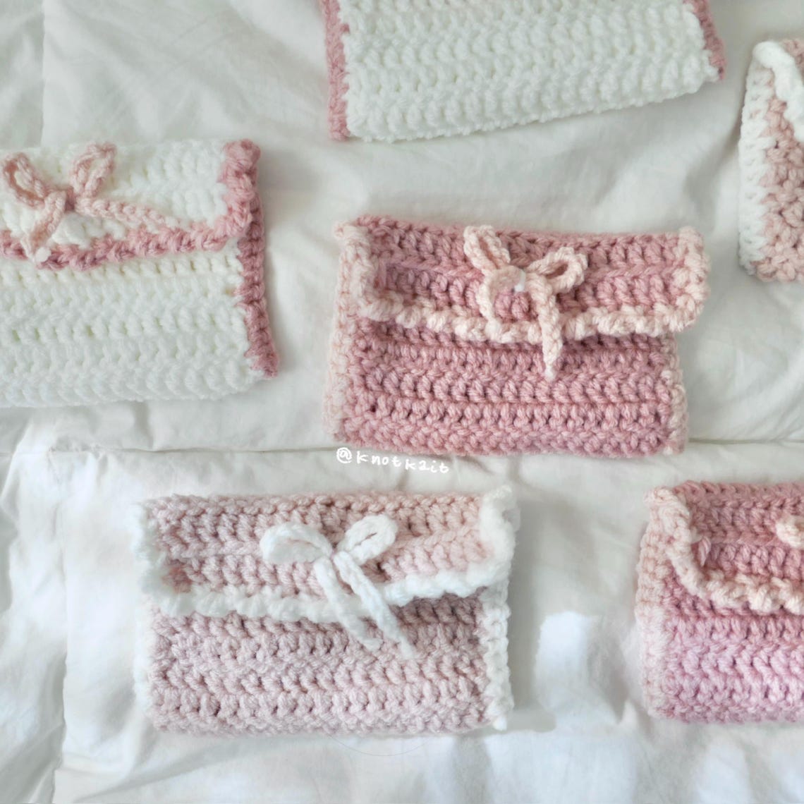 Bow Pouch Crochet PATTERN Coquette Cute Bow Pouch Wallet Ruffles ...