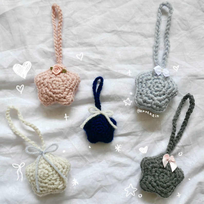 Crochet Puffy Star Cute Keychain Bag Charm Coquette Handmade Ready to ...