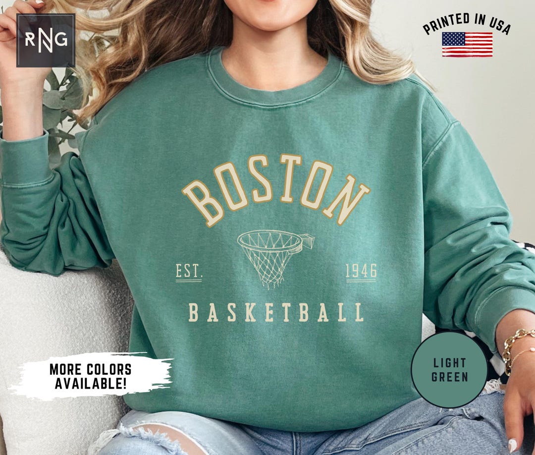 Boston Basketball Sweatshirt, Retro Celtic Basketball Crewneck, Boston ...