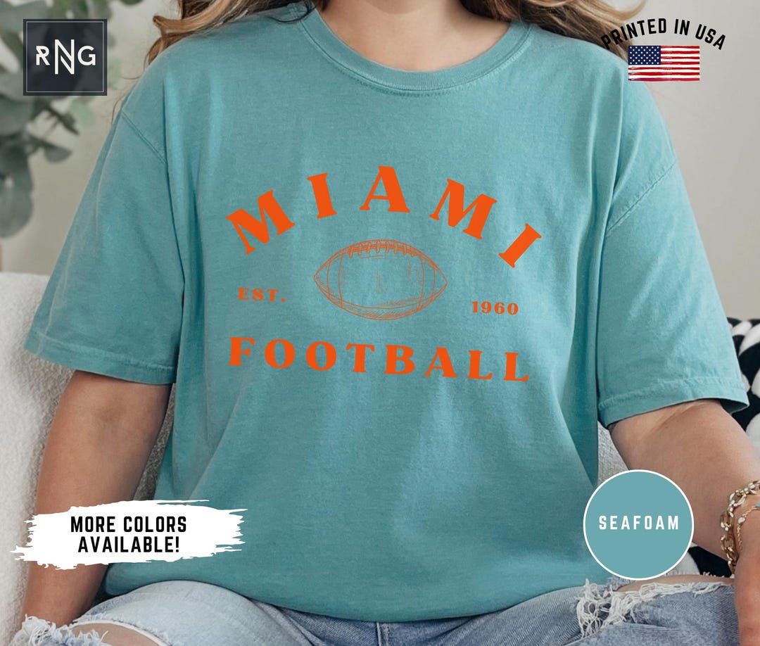 Miami Football Shirt, Dolphins Football Shirt, Miami Football Apparel ...