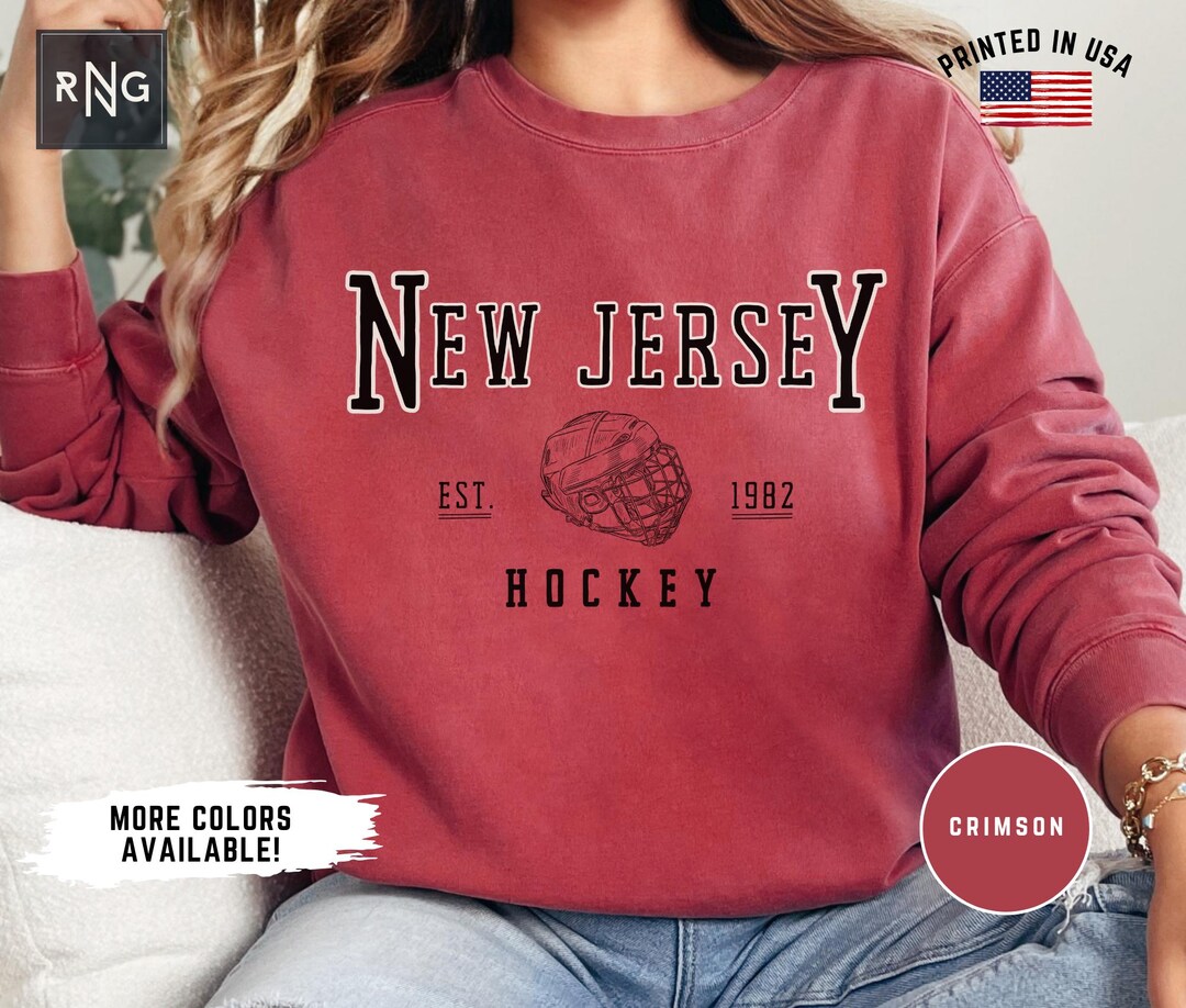 New Jersey Hockey Shirt, Devil Hockey Sweatshirt, Devil Hockey Crewneck, New Jersey Sports Fan ...