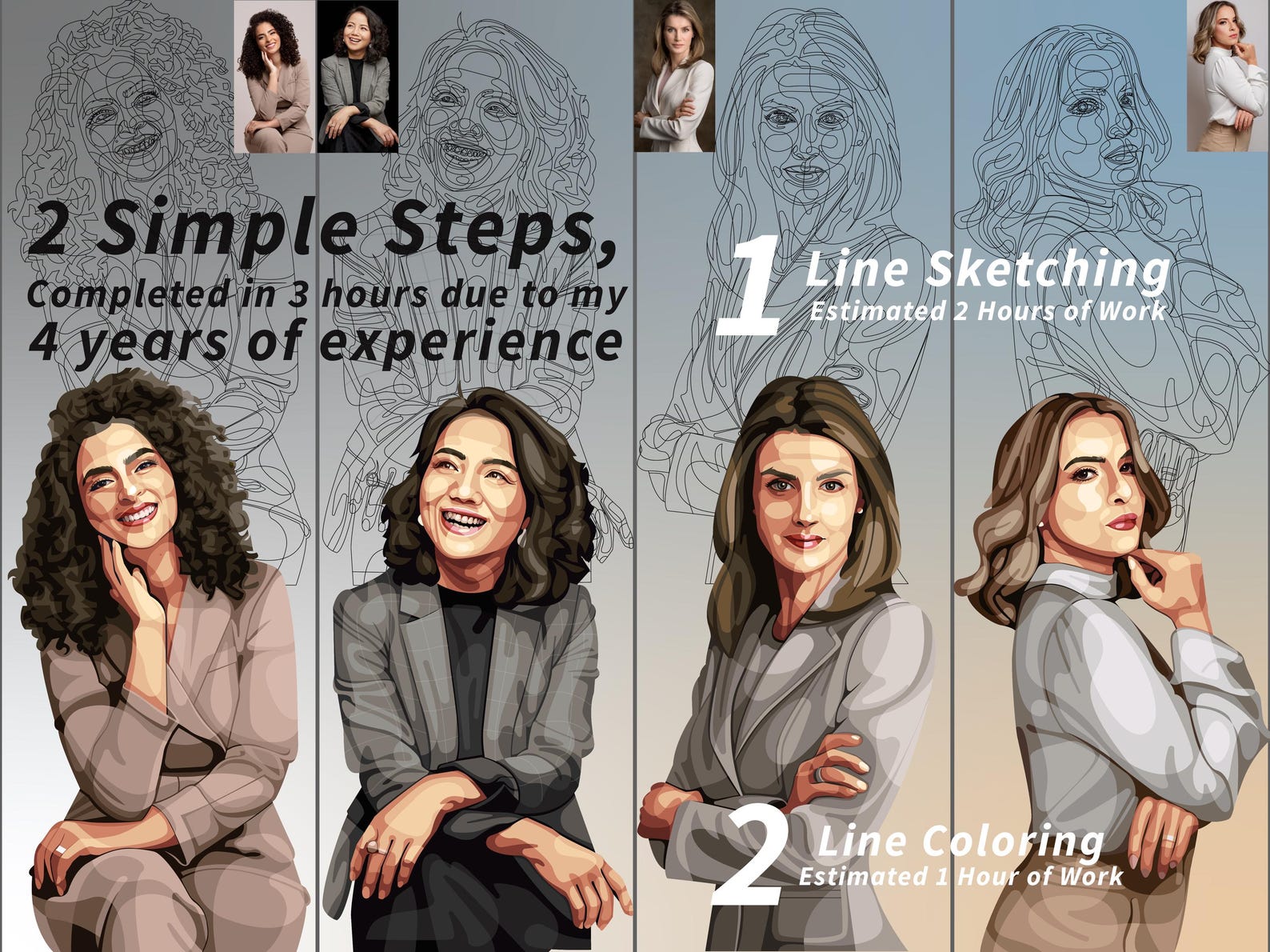 Custom Corporate Headshot Avatar Linkdln Profile Portrait Illustration ...