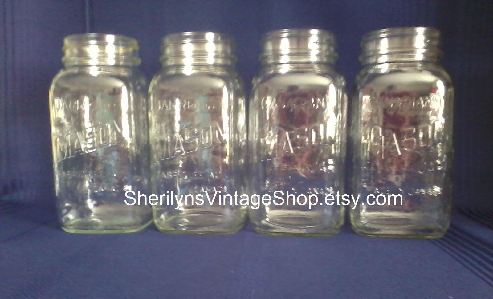 Vintage Square Mason Jars, 1 Quart, Made in Canada, Set of 4, 1960s ...