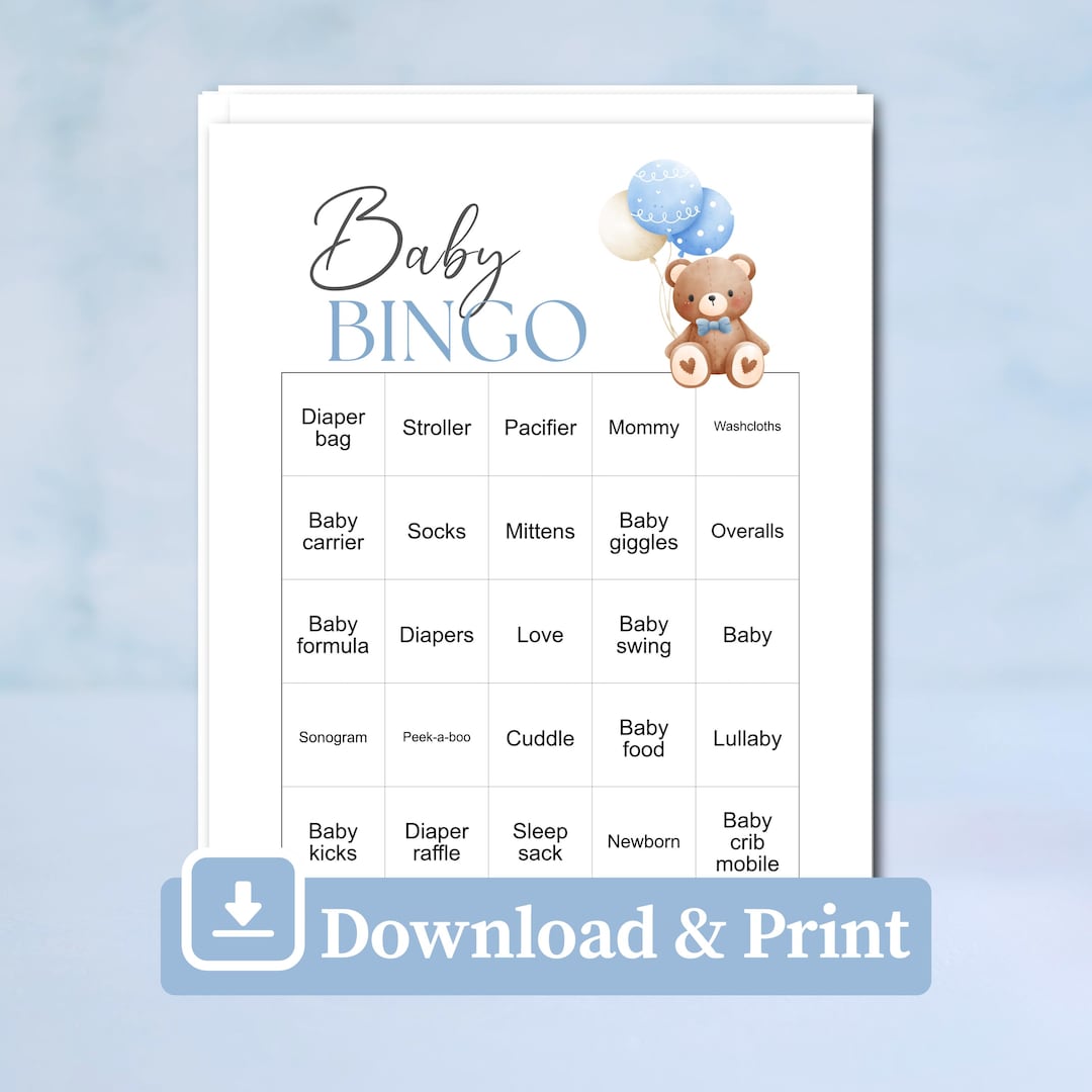 Boy Baby Shower Bingo Cards 50 Unique Baby Shower Bingo Cards With a ...