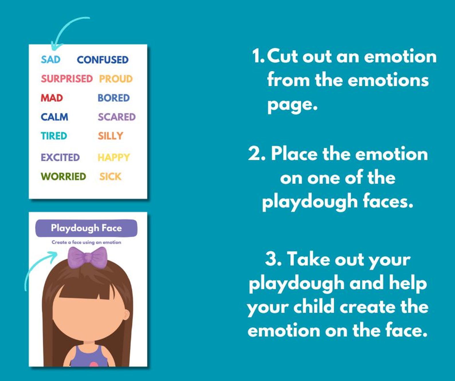 Toddler Emotion Learning Playdough Mat, Interactive Facemat for ...