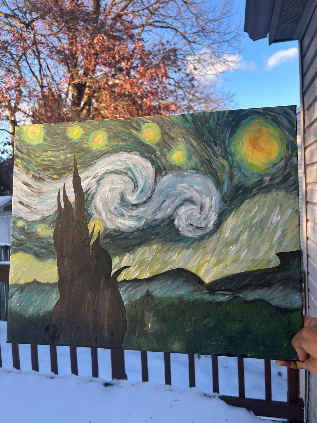 Starry Night Vincent Van Goh Recreated Hand Painted Acrylic Portrait - Etsy