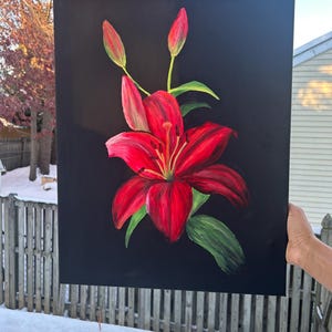 Lilly Flower Hand Painted Acrylic Portrait - Etsy