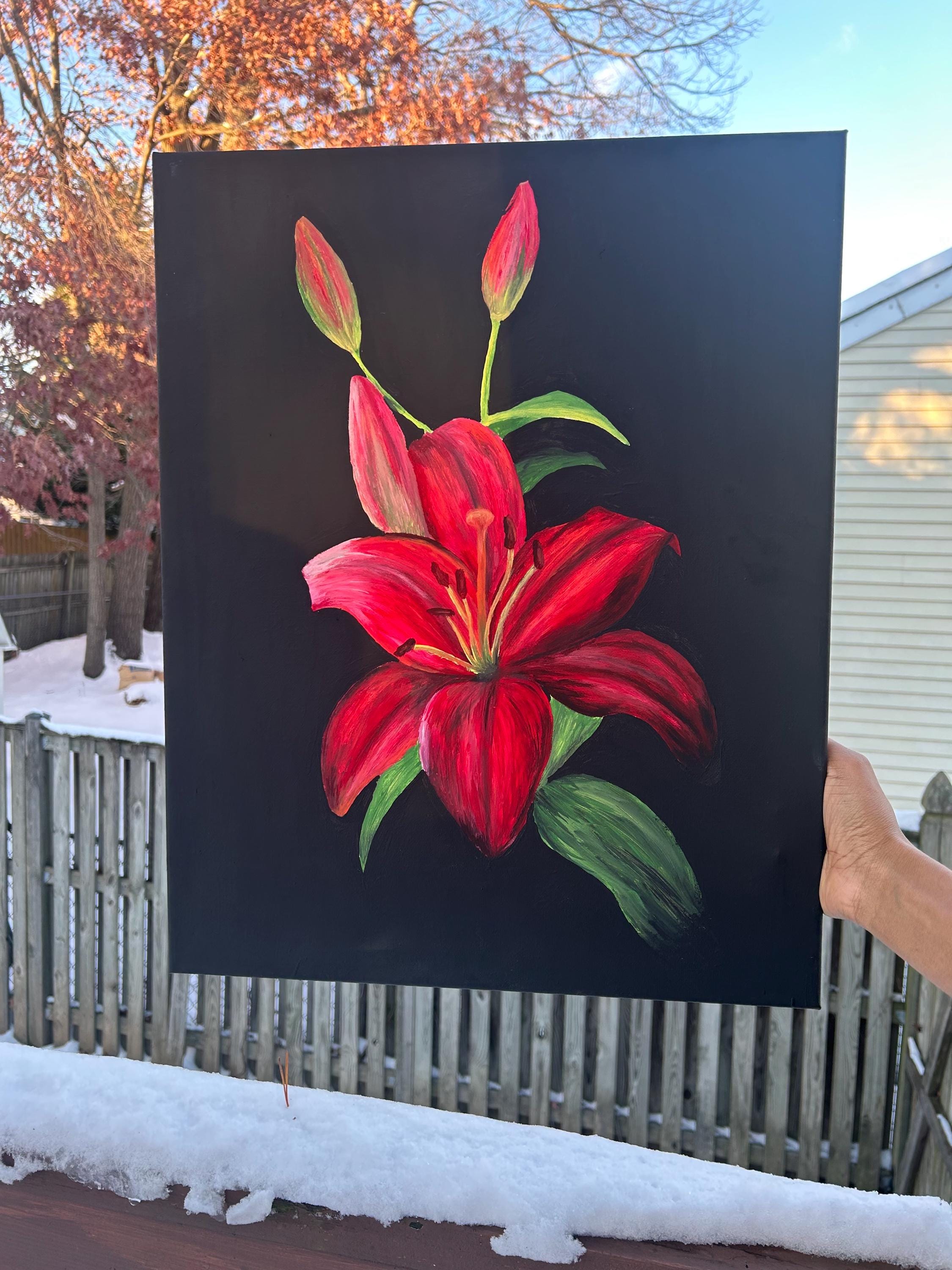 Lilly Flower Hand Painted Acrylic Portrait - Etsy