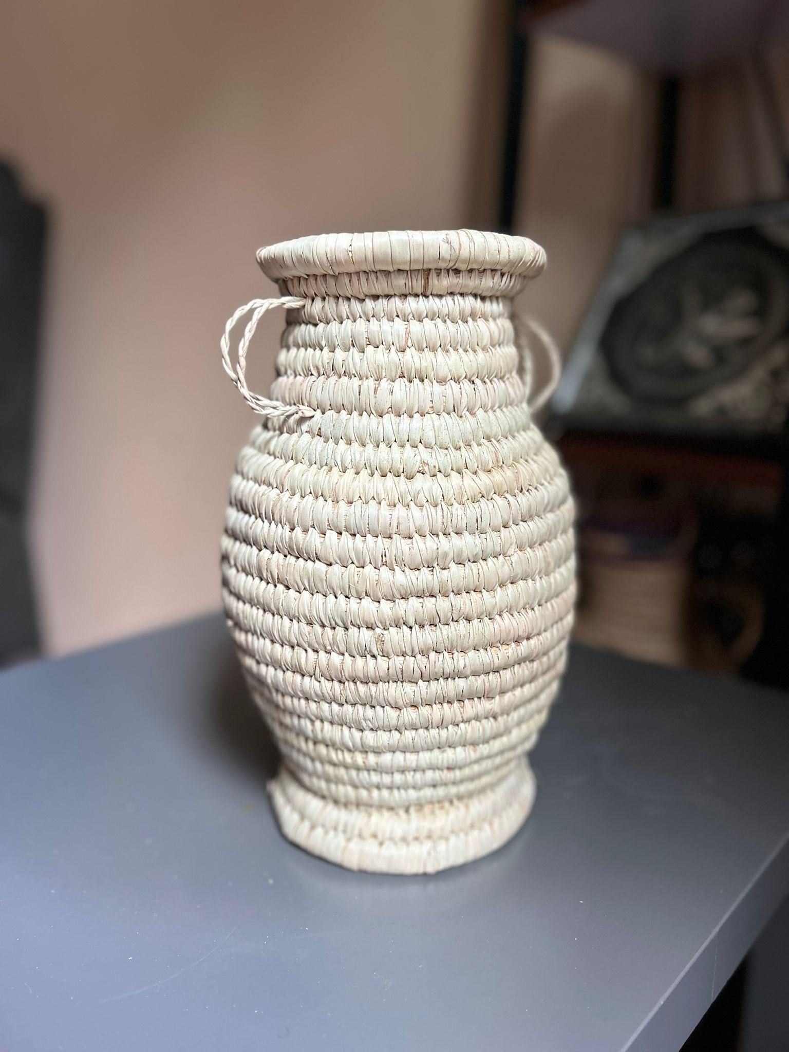 Small African Handwoven Straw Flower Vase - Etsy