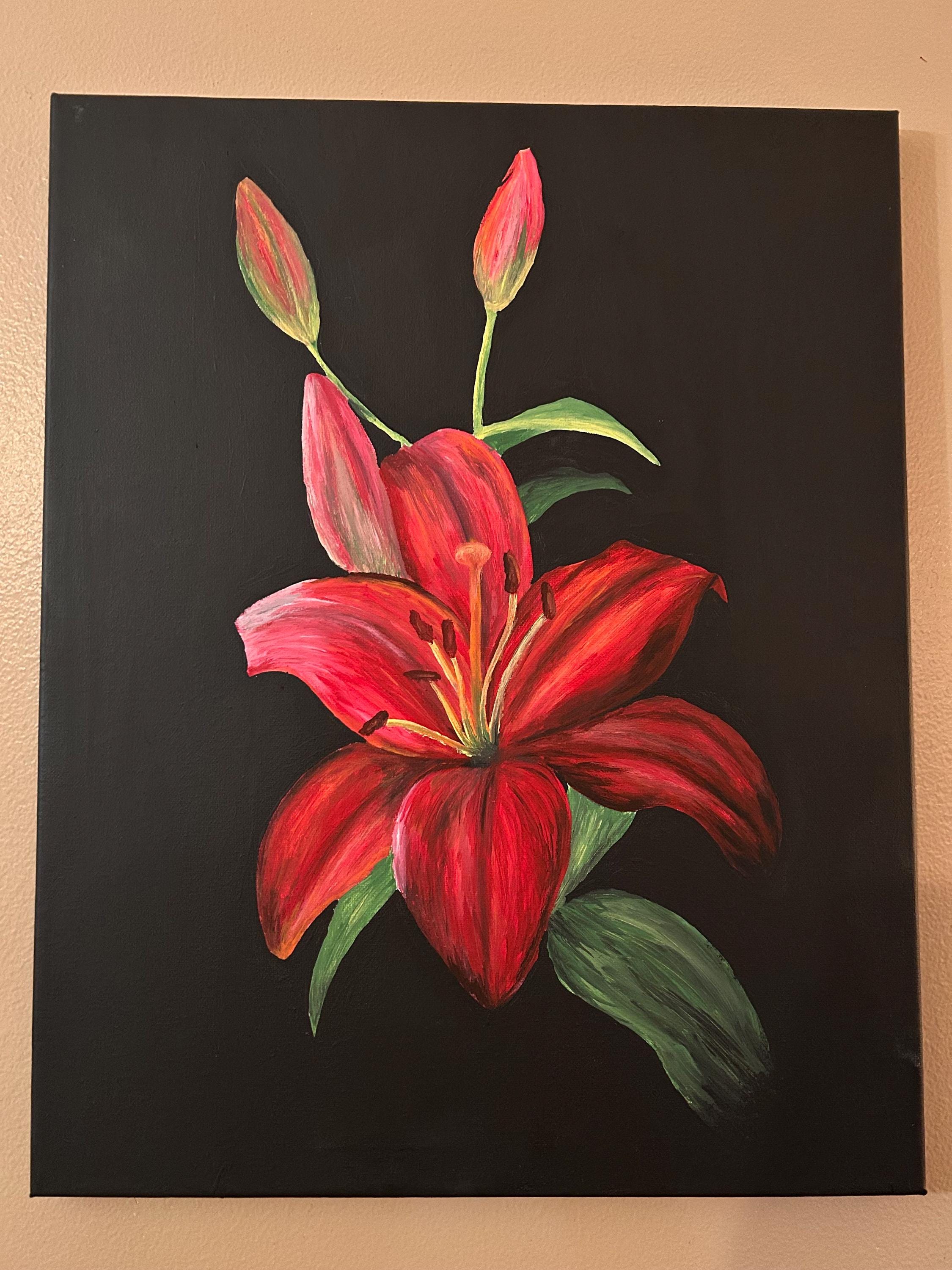 Lilly Flower Hand Painted Acrylic Portrait - Etsy