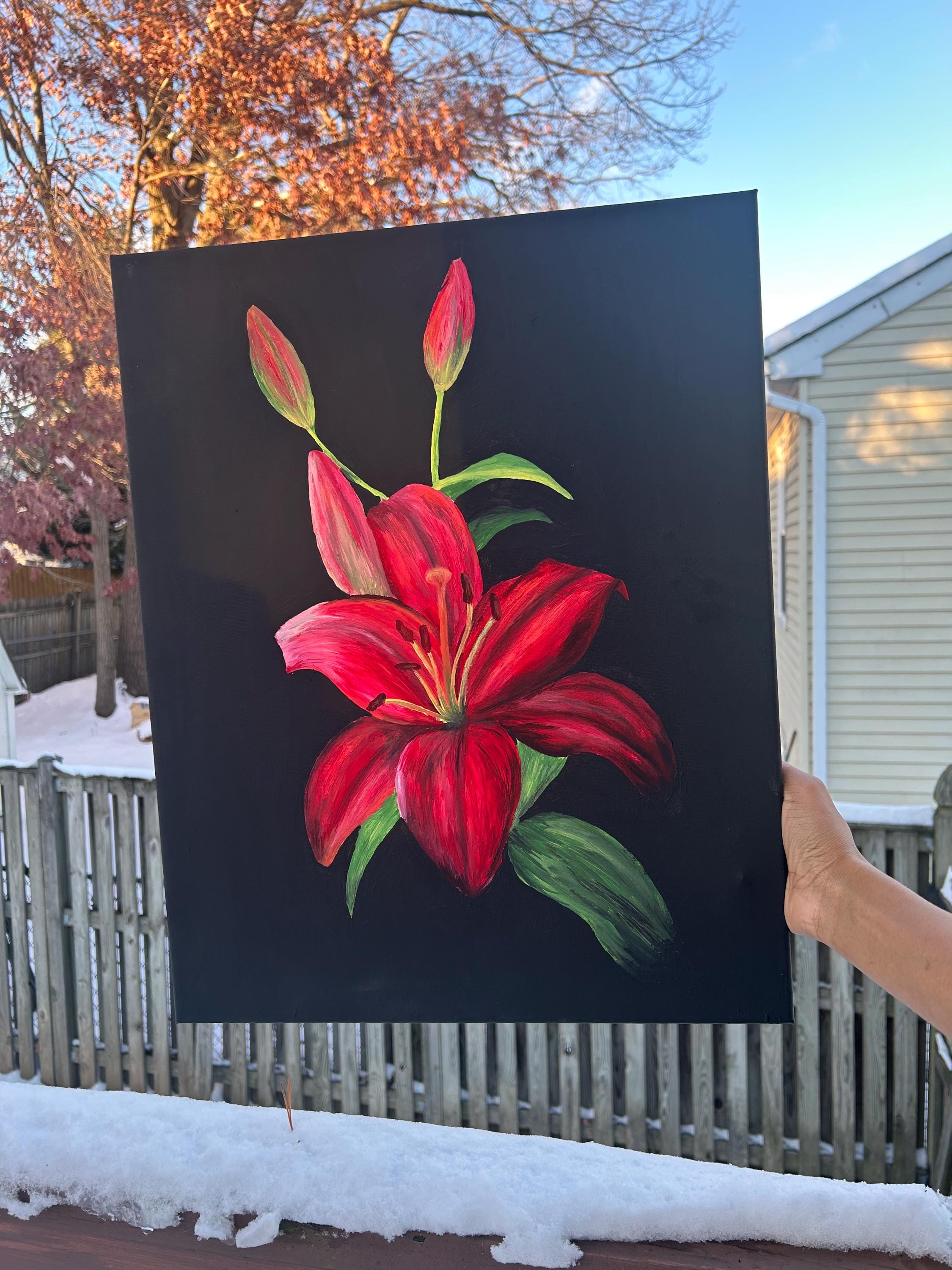 Lilly Flower Hand Painted Acrylic Portrait - Etsy