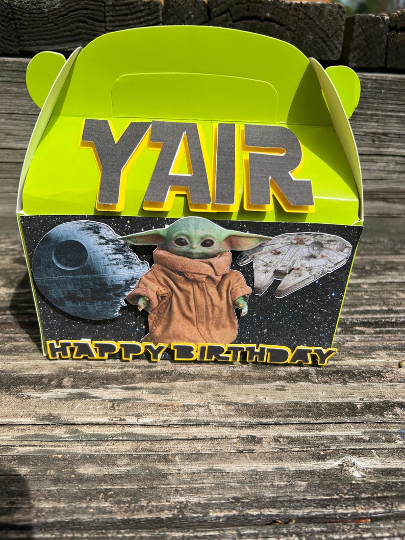 Baby Yoda Treat Box/ Baby Yoda Theme Party/ Baby Yoda Candy Bag/ Star ...