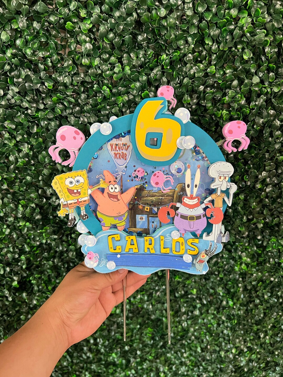 Spongebob Cake Topper Shaker/ Spongebob Kids Party/ Spongebob Party ...