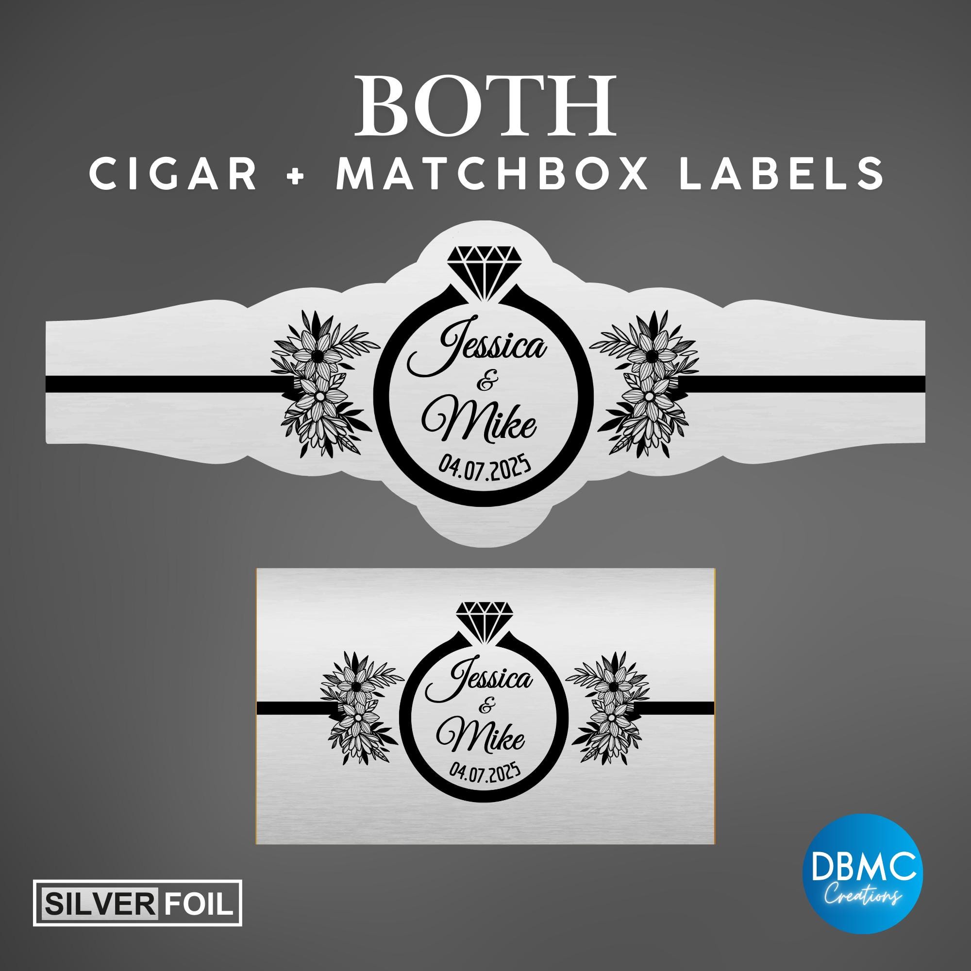 Silver Foil Personalized Wedding Engagement Cigar Labels,personalized ...