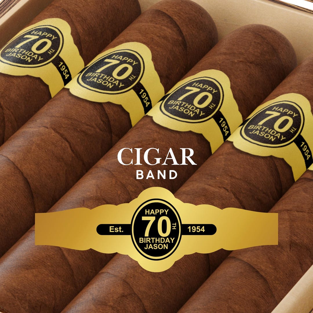 Gold Foil Personalized Birthday Cigar Labels, Personalized Cigar Bands ...