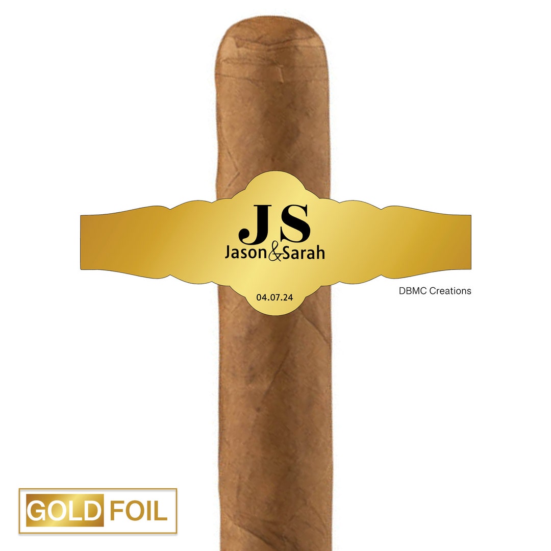 Gold Foil Personalized Engagement Wedding Cigar Labels, Personalized ...