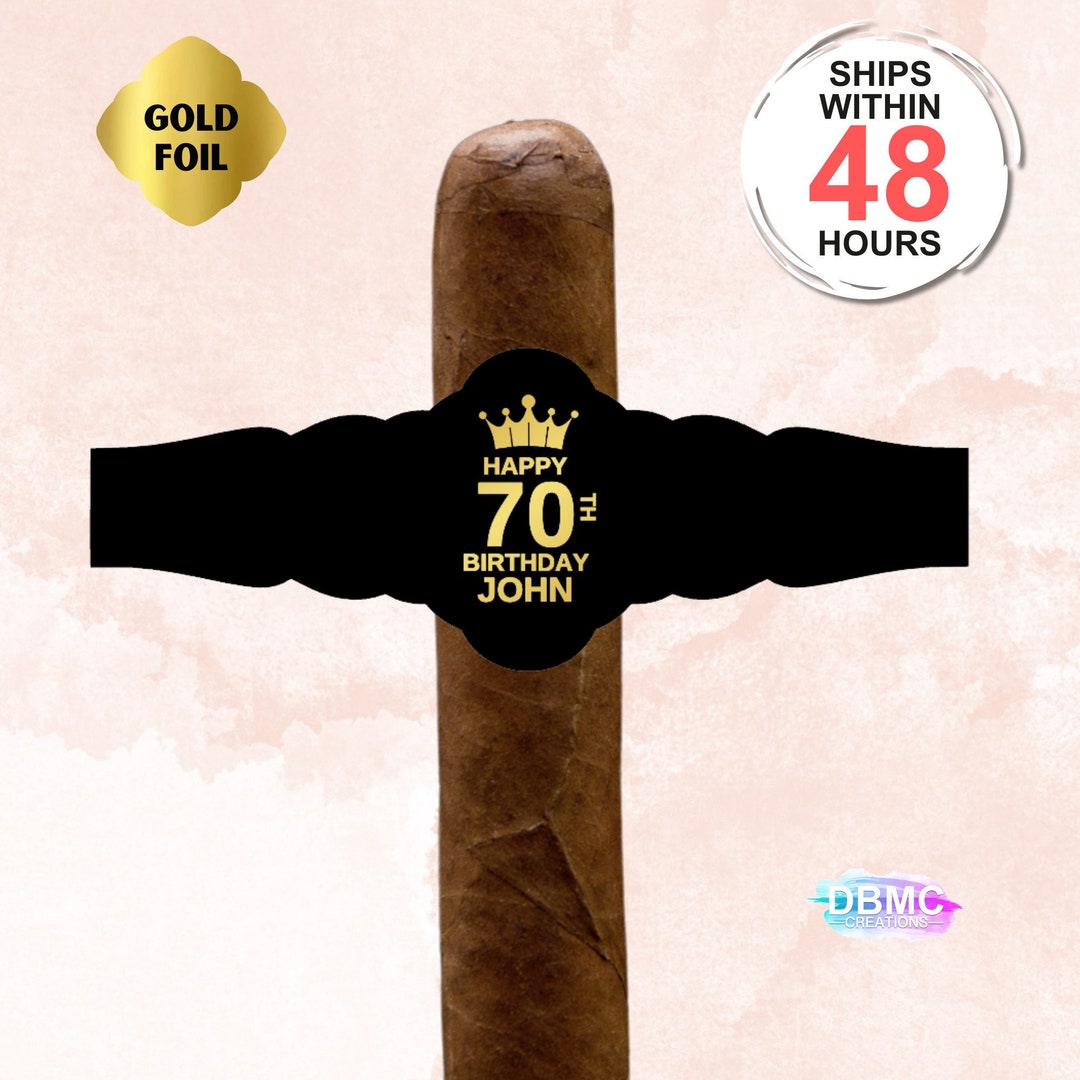Gold Foil Custom Birthday Cigar Labels, Personalized Cigar Bands ...