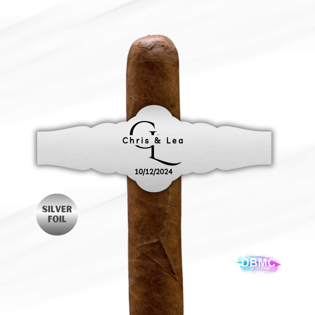 Custom Silver Foil Wedding Couples Cigar Labels Bands Wedding Favors ...
