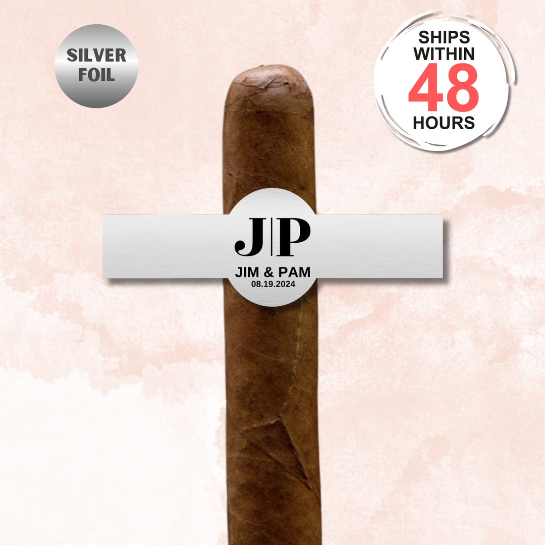 Custom Silver Foil Wedding Engagement Anniversary Cigar Labels ...
